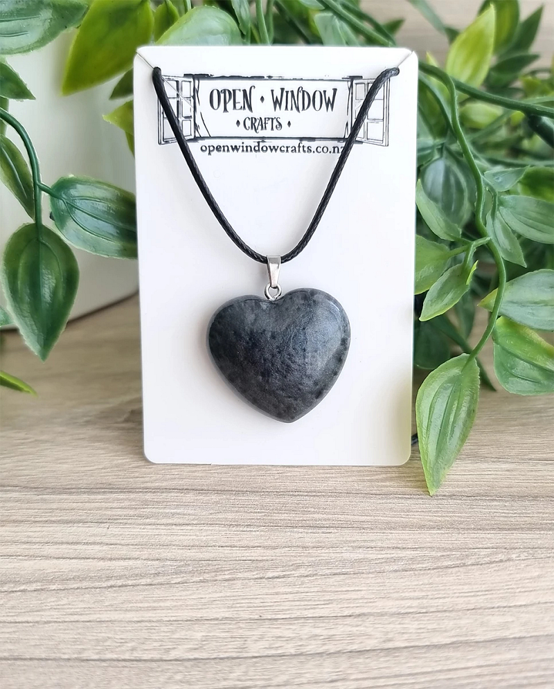 Black Marble Resin Heart Pendant Necklace - Open Window Crafts