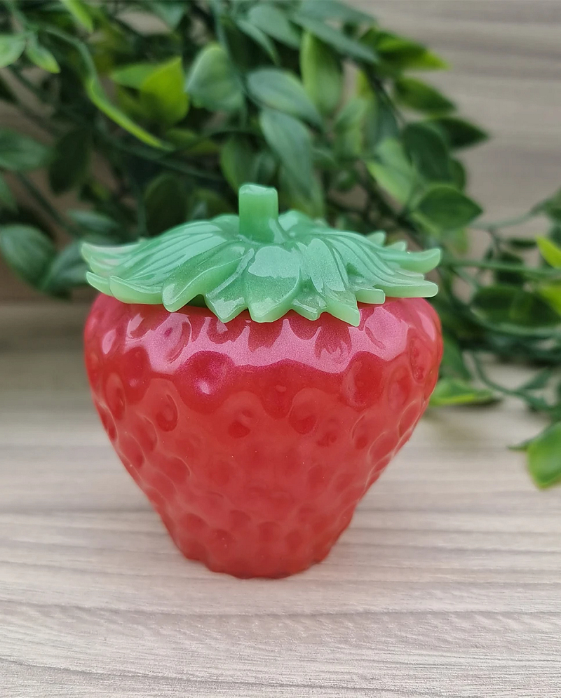 Light Red Resin Strawberry Trinket Jar - Open Window Crafts