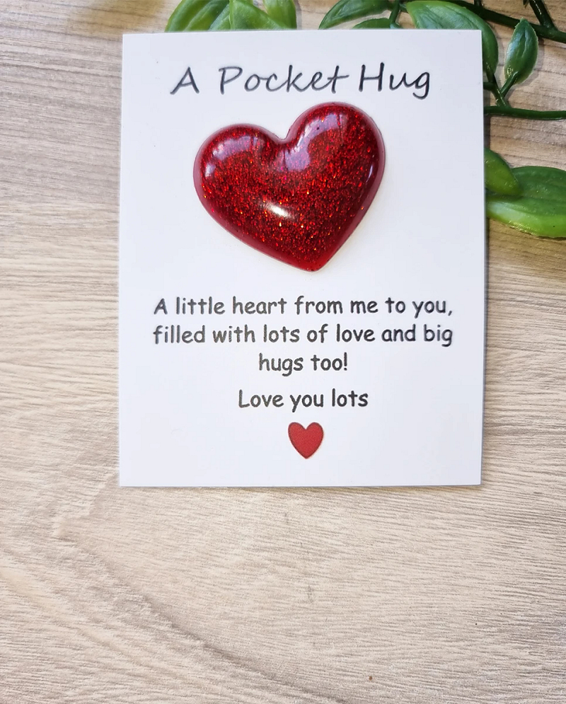 Bright Red Glitter Resin Heart Pocket Hugs Various Sizes - Open Window ...