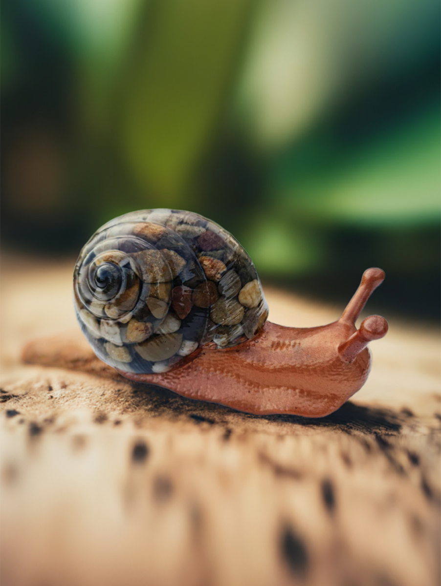 Earth Tone Pebbles Resin Snail - Open Window Crafts